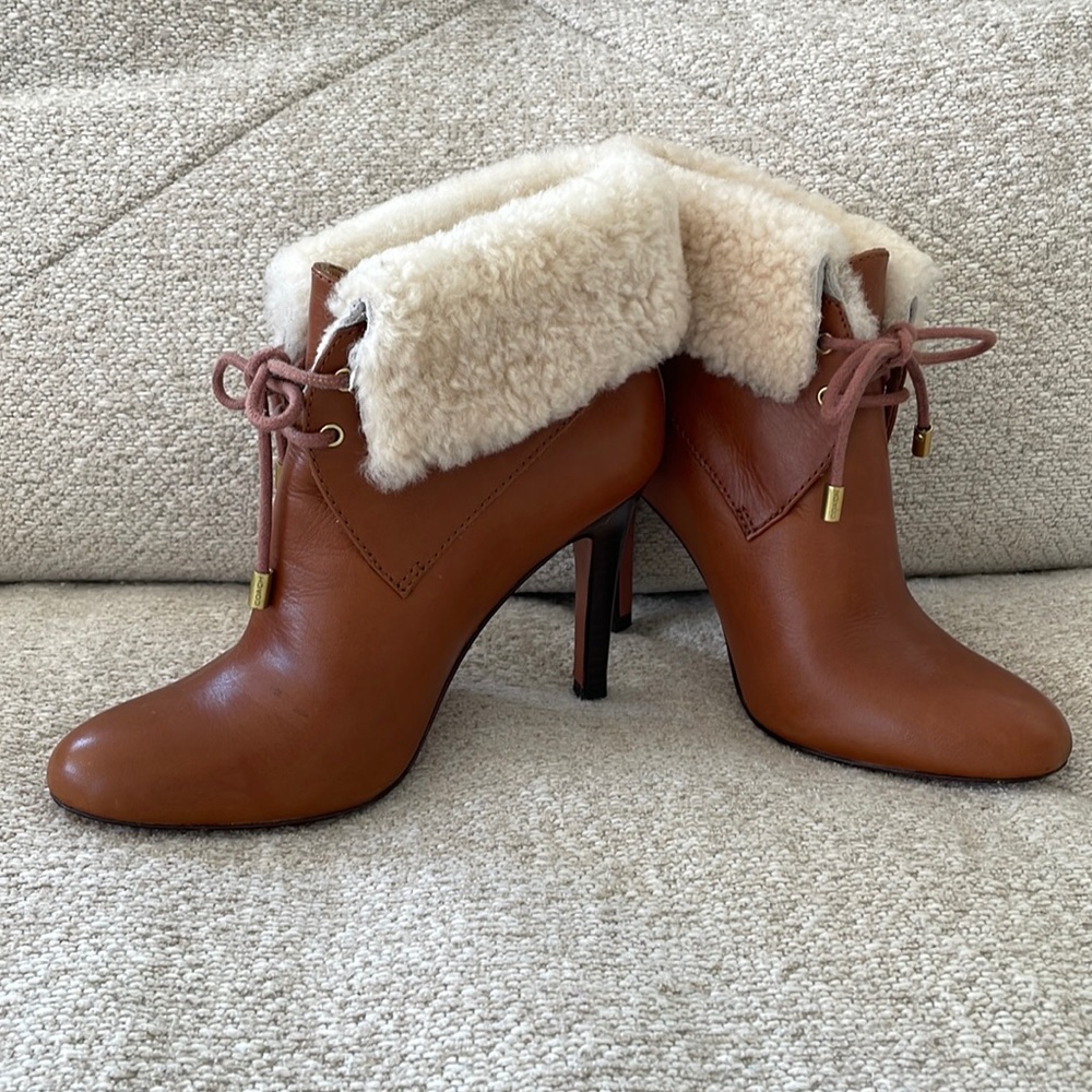Coach Brown Leather, Heel,Real Fur Details,Ankle Boot… - Gem